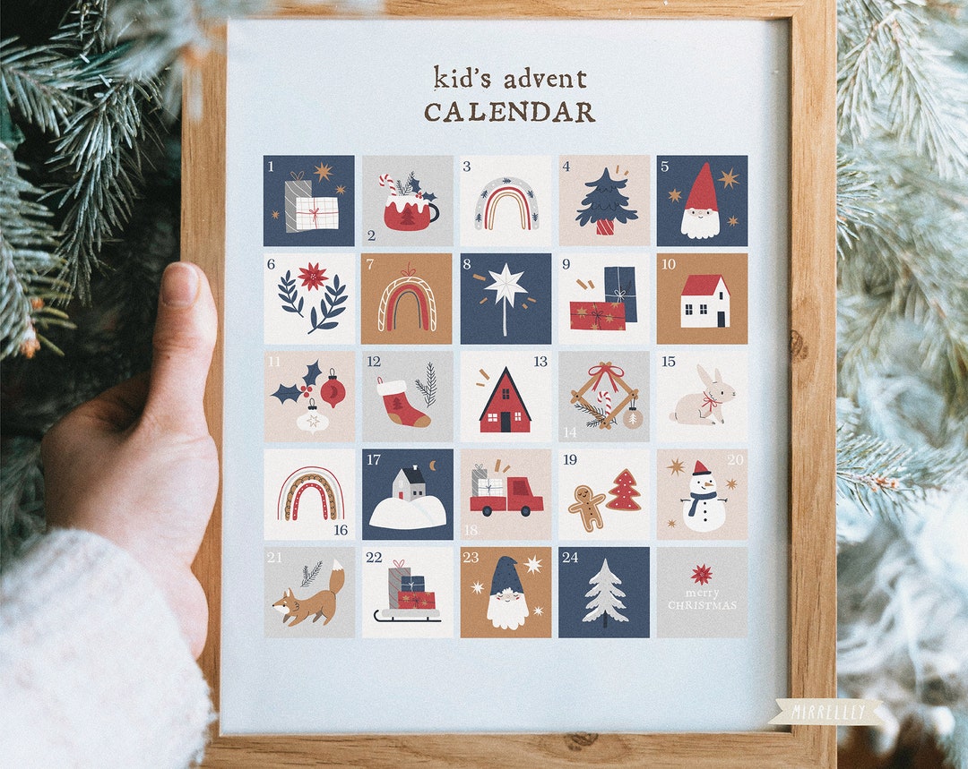 Christmas Advent Calendar PDF, Retro Christmas Countdown PNG, Christmas ...