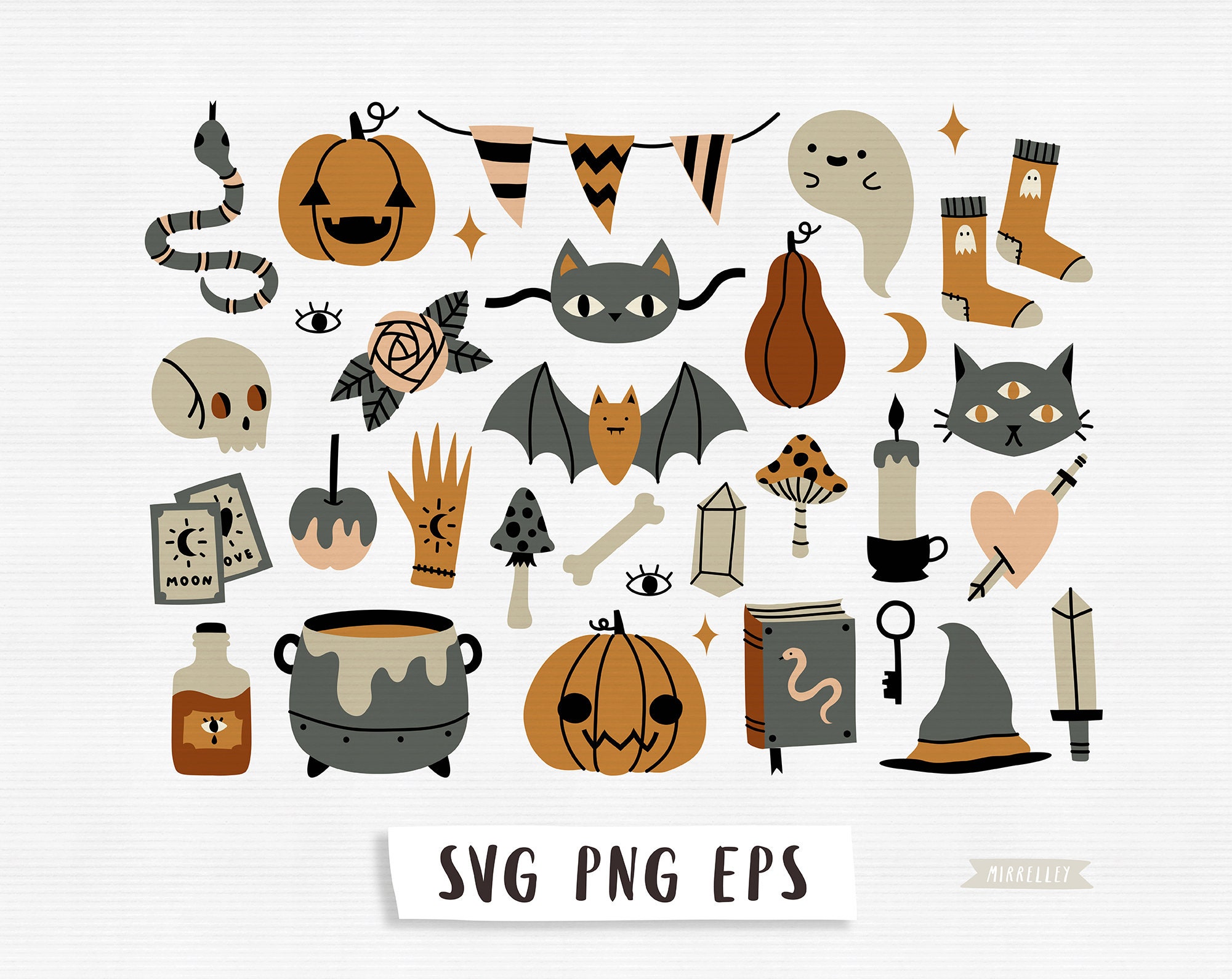 Cute Halloween Clipart Svg Skull Ghost Svg Pumpkin Clipart - Etsy