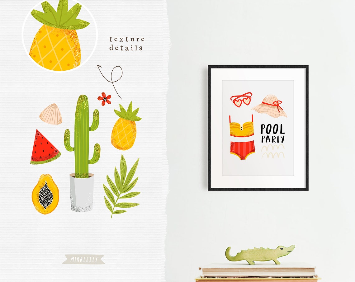 Summer Clipart Png Tropical Summer Clipart Flamingo Clipart Commercial ...