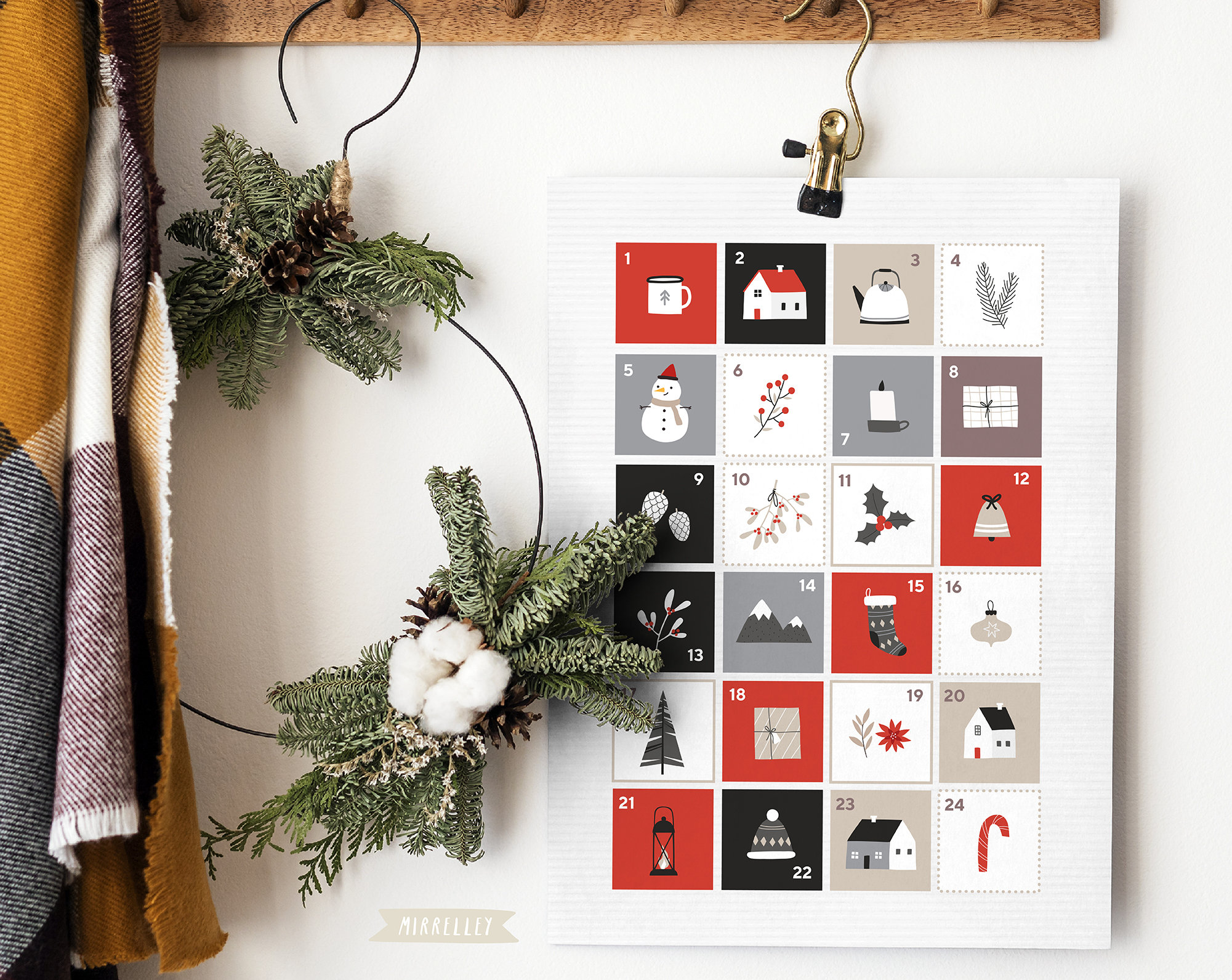 Printable Advent Calendar PDF, Christmas Cards CLIPART, Christmas ...