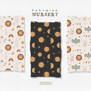 Boho Digital Paper Bohemian Nursery Seamless Pattern Boho Baby Digital ...