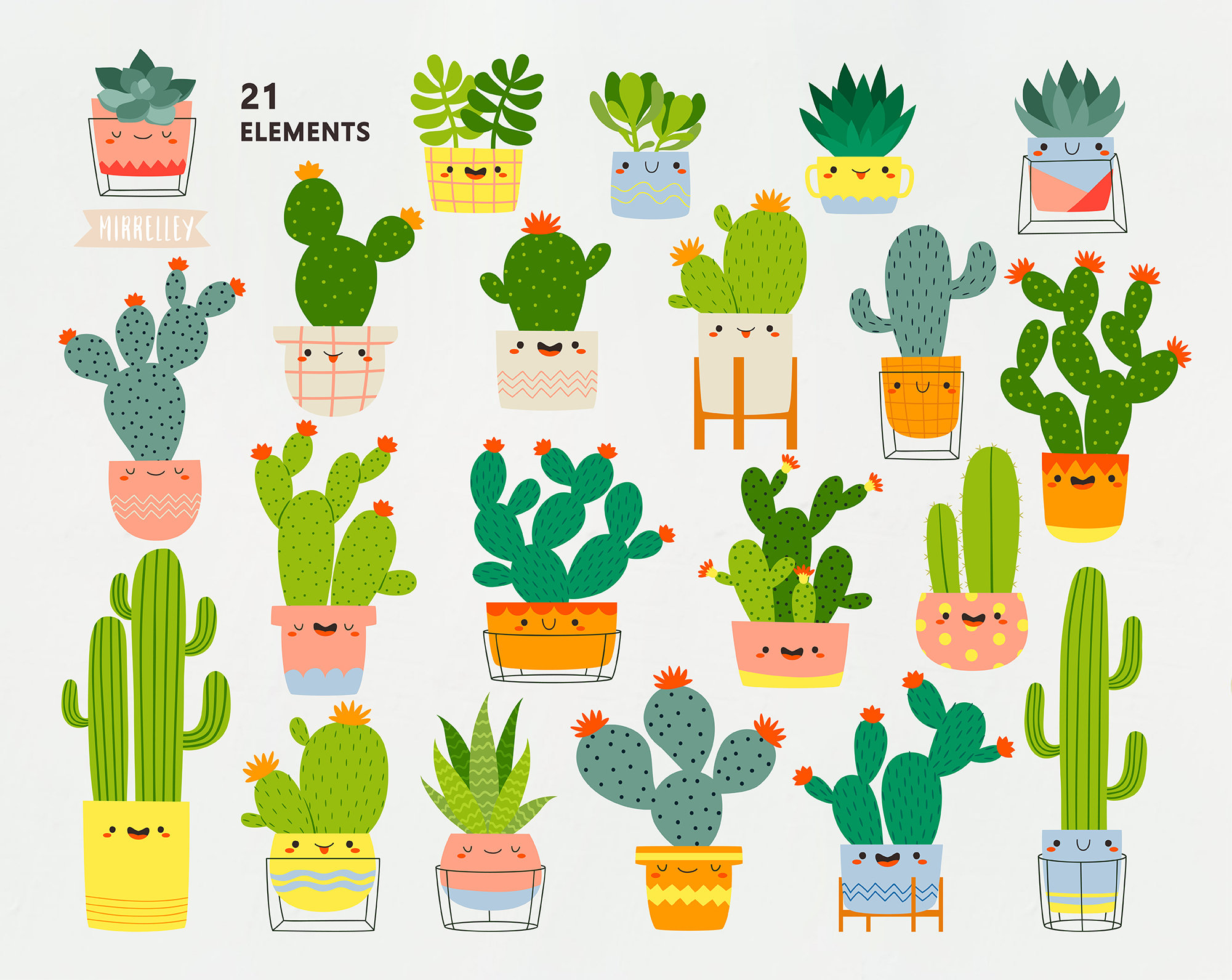 Cactus Clipart Succulent Svg Cute Cactus Svg Cactus Vector Set for Kids ...