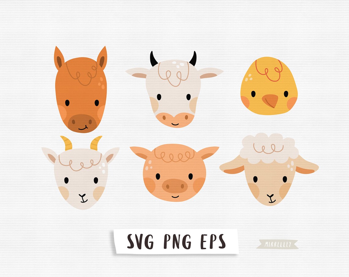 Baby Farm Animal Svg Cute Animal Svg File for Cricut Farm Clipart Png ...