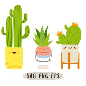 Cactus Clipart Succulent Svg Cute Cactus Svg Cactus Vector Set for Kids ...