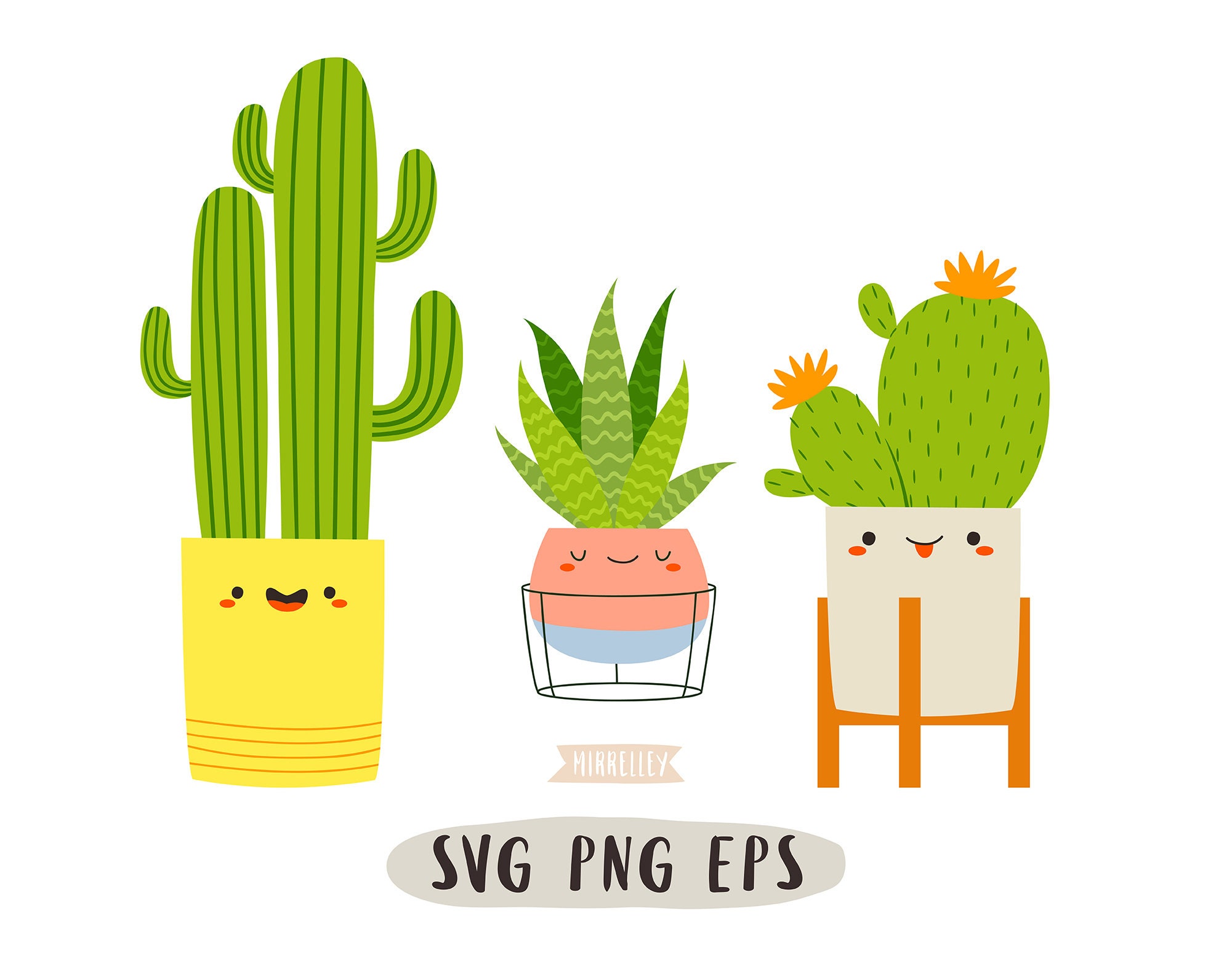 Cactus Clipart Succulent Svg Cute Cactus Svg Cactus Vector Set for Kids ...