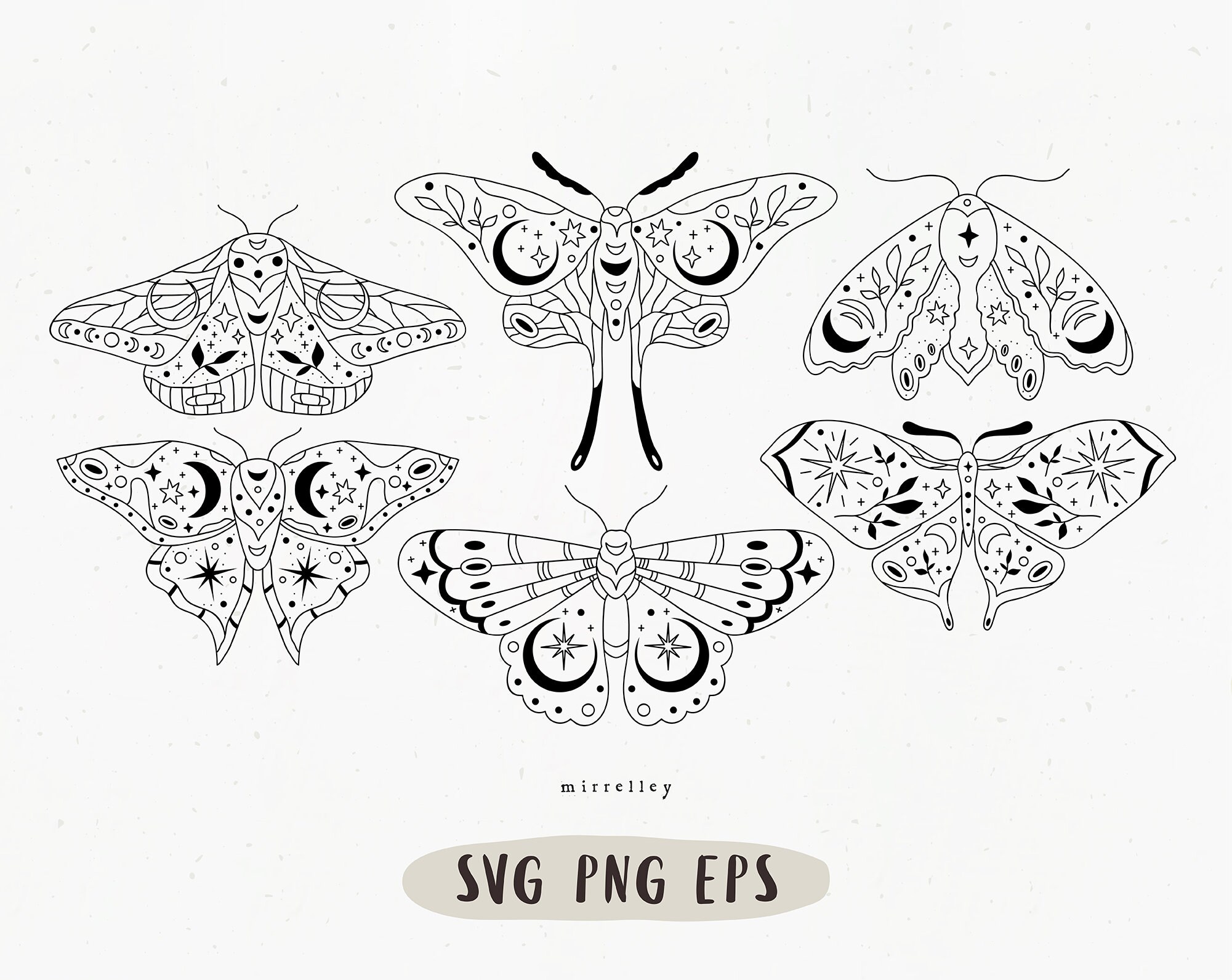 Butterfly svg Celestial Moth svg Moon Phases svg Boho | Etsy