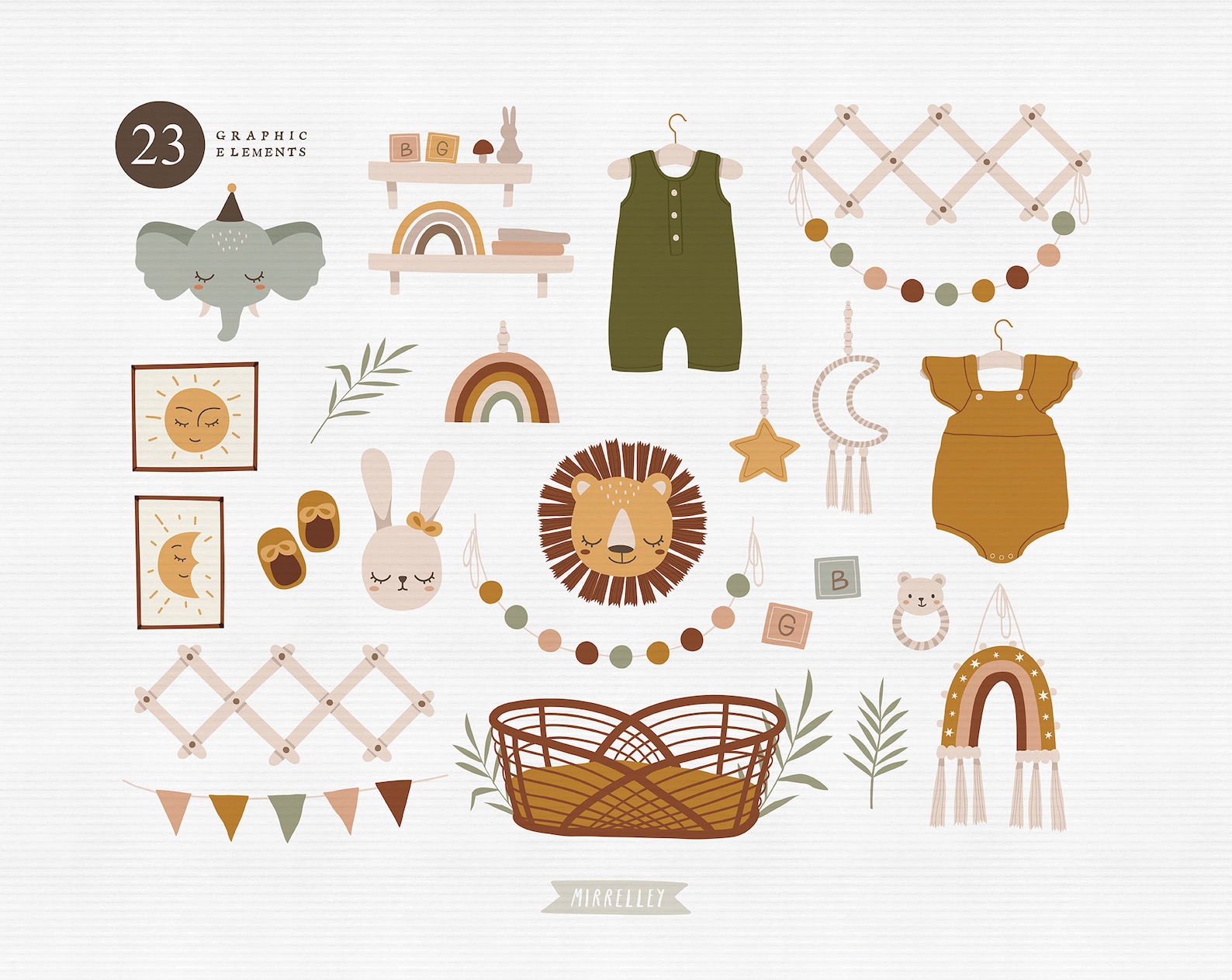 Boho Baby Shower Clipart Gender Neutral Baby Nursery Clip Art | Etsy UK