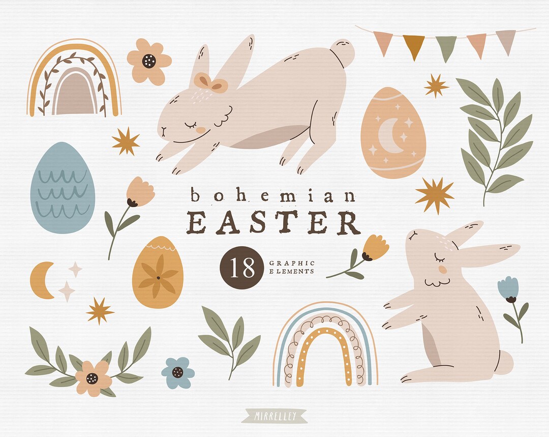 Boho Easter Clipart PNG Easter Egg SVG Files for Cricut - Etsy