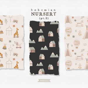 Boho Nursery Bundle Boho Baby Shower Clipart Baby Digital Paper Gender ...