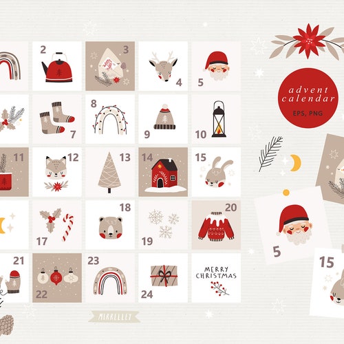 Advent Calendar Printable Christmas Advent Calendar for Kids | Etsy