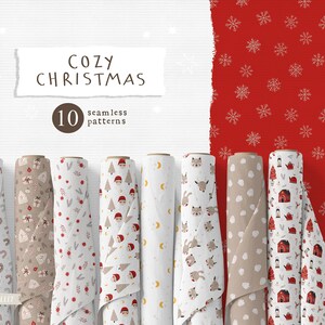 Winter Digital Paper Christmas Seamless Pattern Scandinavian Wrapping ...