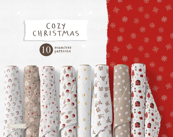 Winter Digital Paper Christmas Seamless Pattern Scandinavian | Etsy
