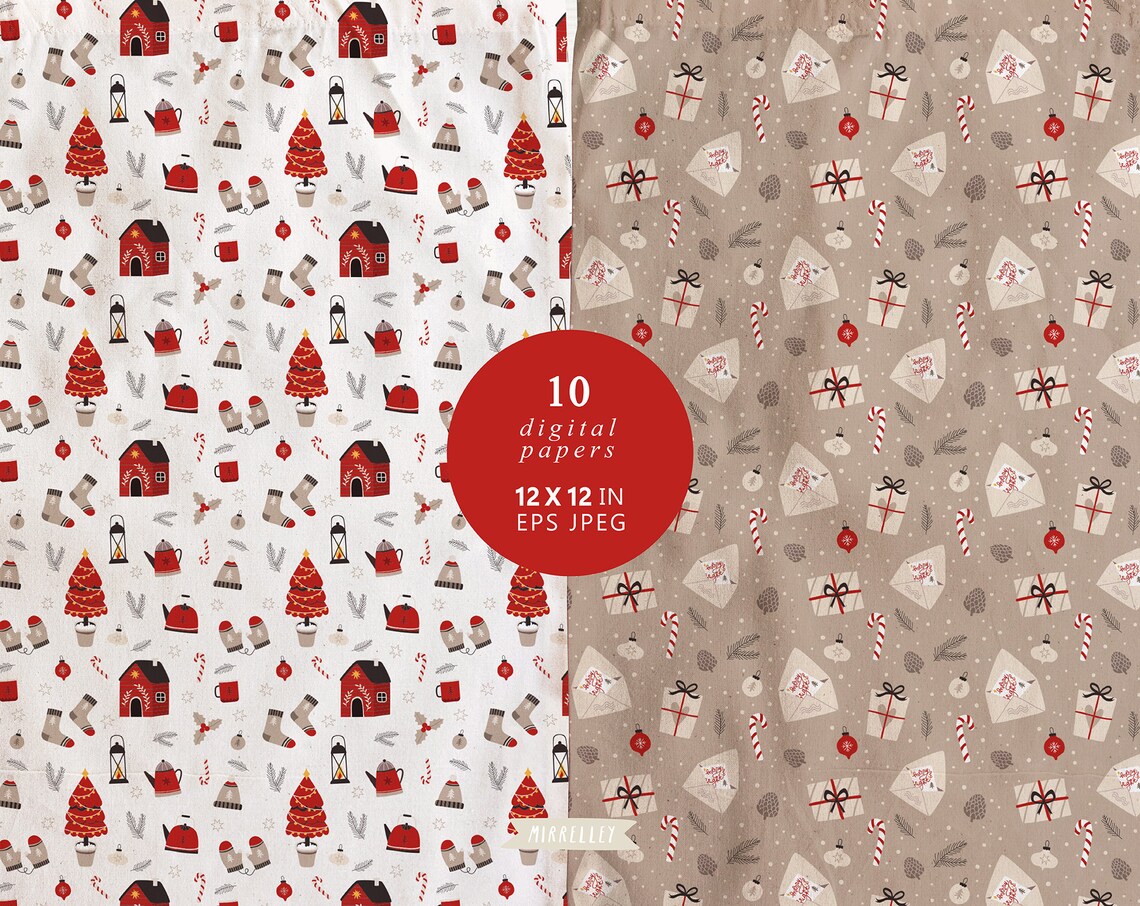 Winter Digital Paper Christmas Seamless Pattern Scandinavian | Etsy