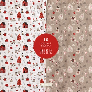 Winter Digital Paper Christmas Seamless Pattern Scandinavian Wrapping ...