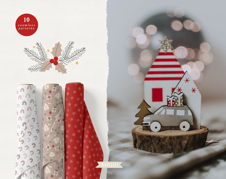 Winter Digital Paper Christmas Seamless Pattern Scandinavian | Etsy