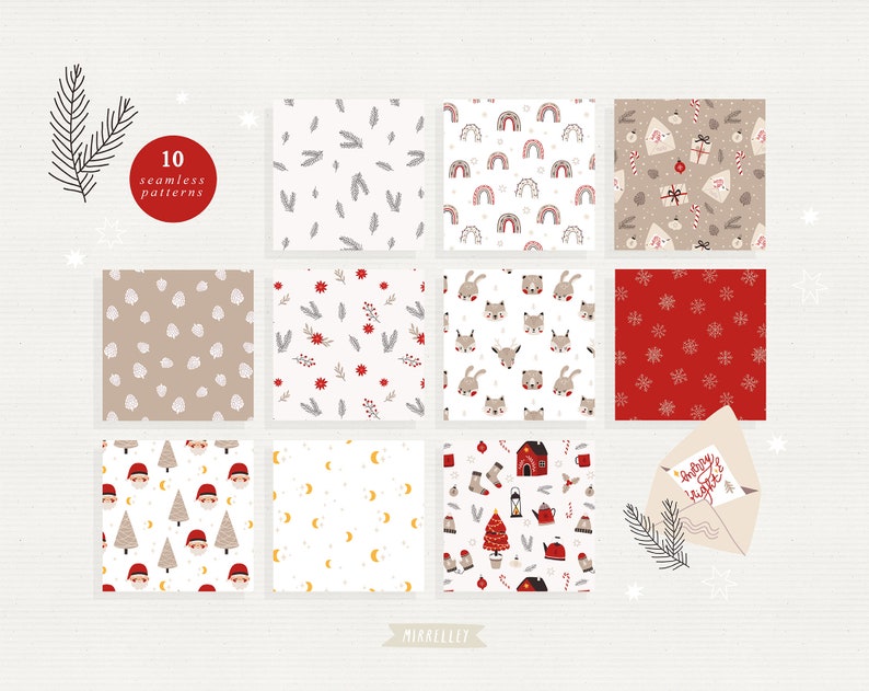 Winter Digital Paper Christmas Seamless Pattern Scandinavian | Etsy