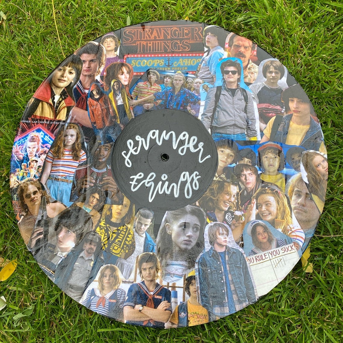 STRANGER THINGS 12 collaged vinyl record | Etsy