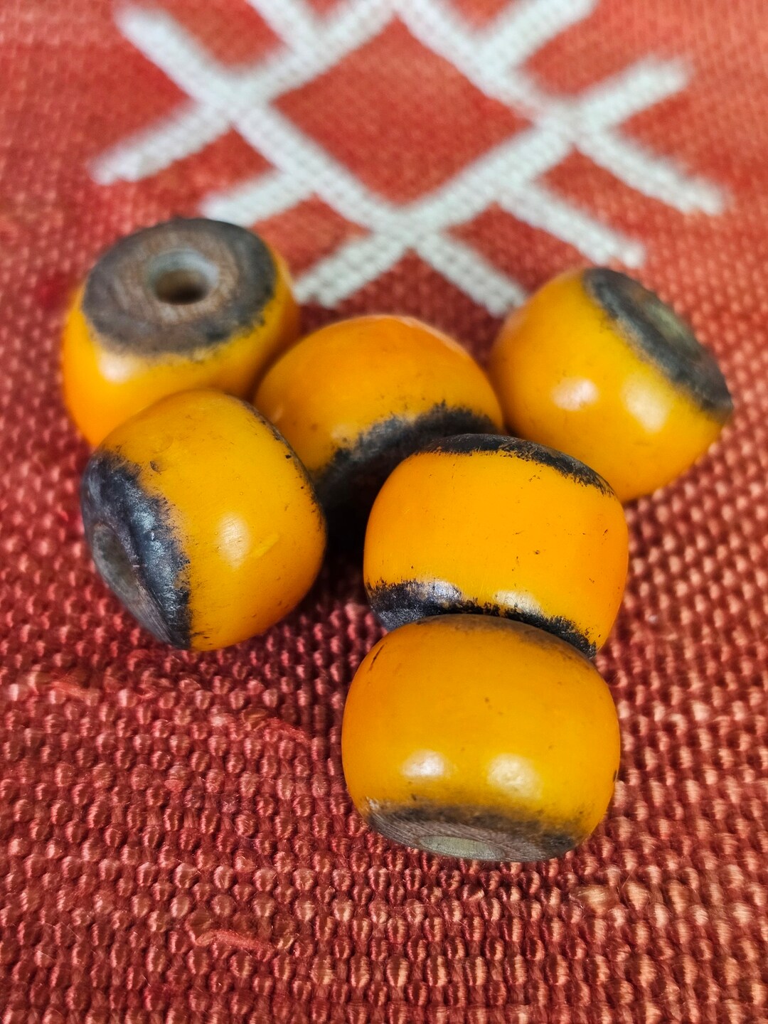 Set of 6 Moroccan Resin Bead,orange Color, Berber Ethnic ,african ...