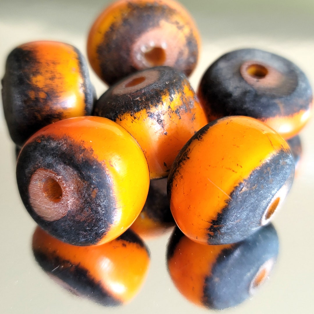 Set of 6 Moroccan Resin Bead,orange Color, Berber Ethnic ,african ...