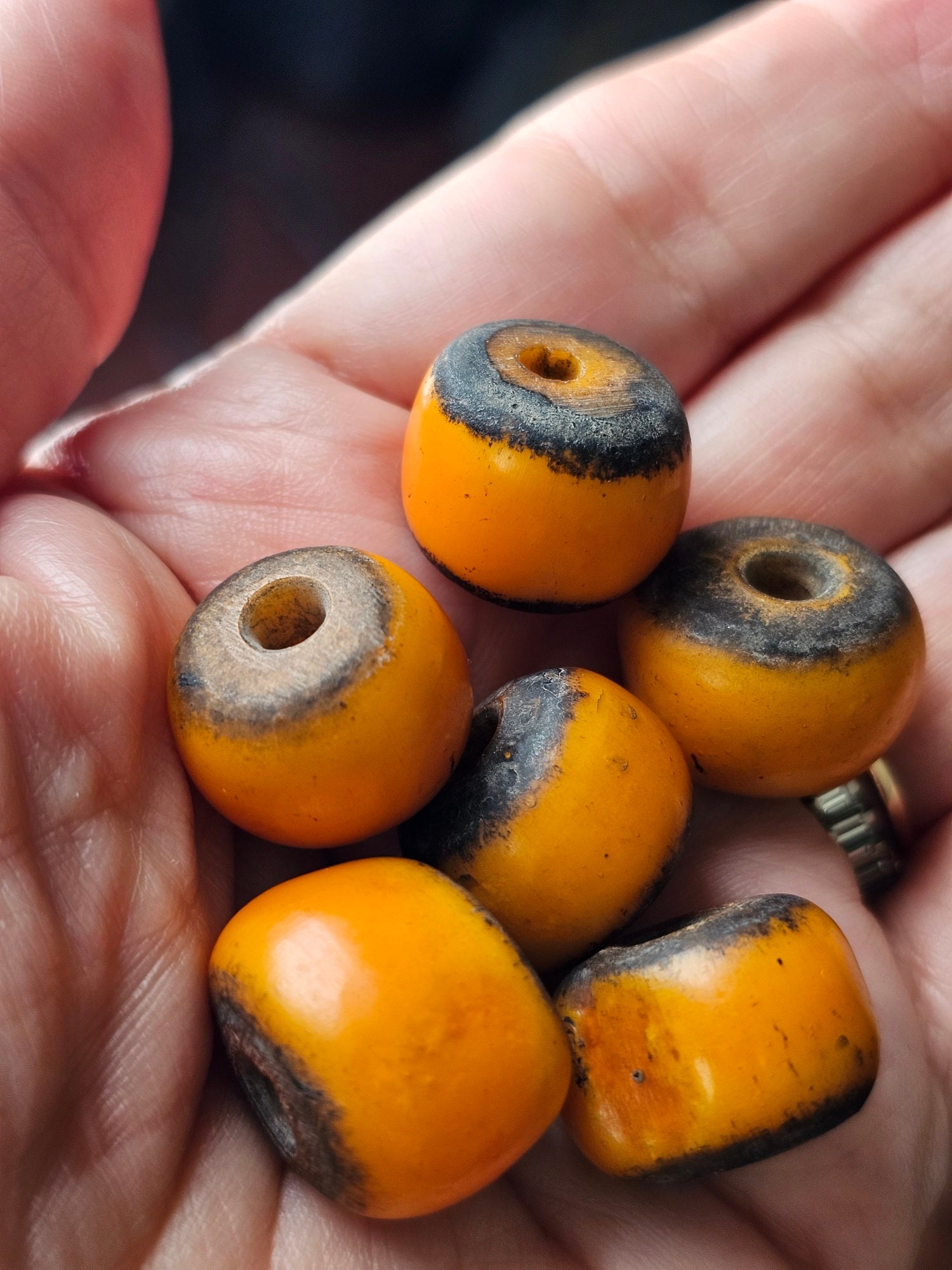 Set of 6 Moroccan Resin Bead,orange Color, Berber Ethnic ,african ...