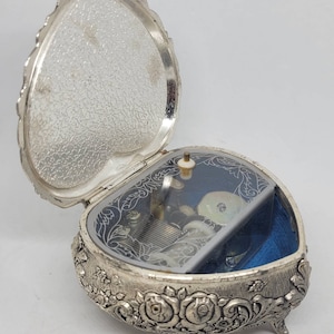 Vintage Japan Silver Plated Musical Heart Jewelry Box, Vintage Jewelry ...