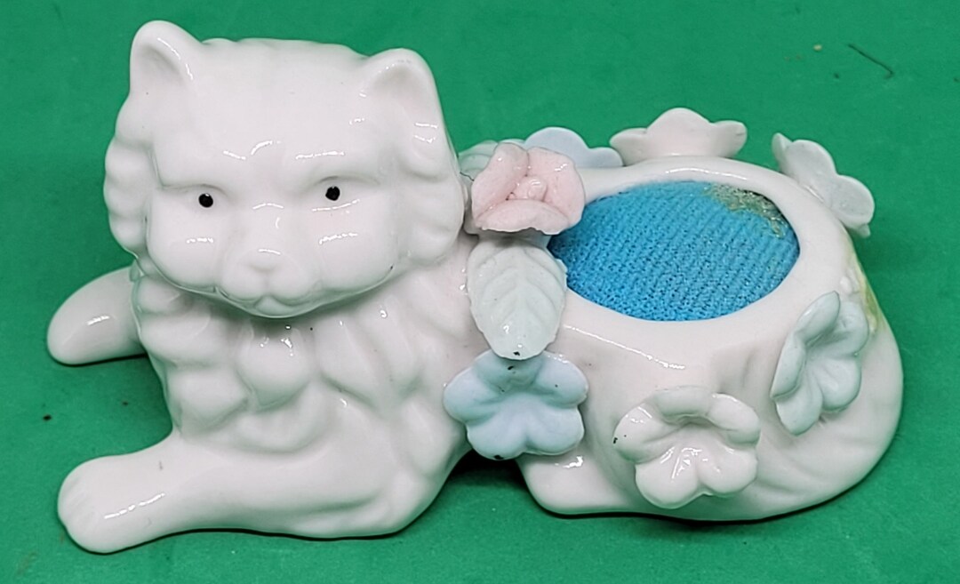 Vintage Porcelain Persian Kitty Stick Pin Cushion - Etsy