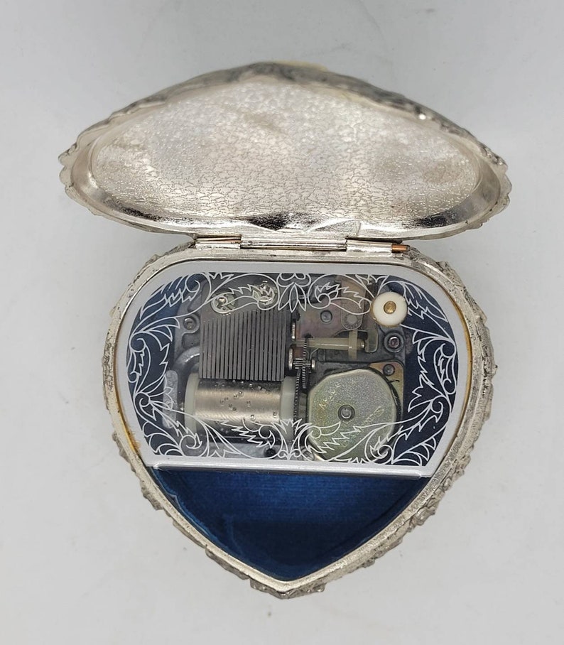 Vintage Japan Silver Plated Musical Heart Jewelry Box, Vintage Jewelry ...