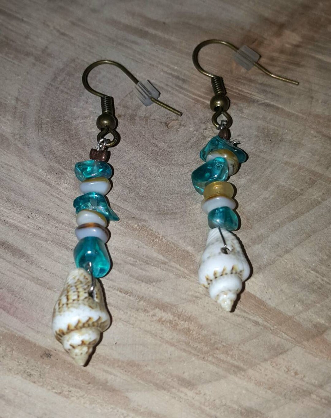 Genuine Mini Conch Shells, With Aqua Apatite Gemstone and Cut Shell ...
