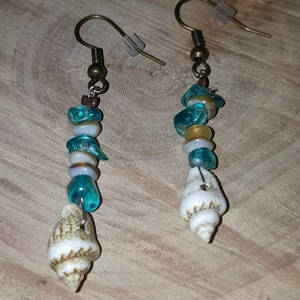 Genuine Mini Conch Shells With Aqua Apatite Gemstone and Cut - Etsy