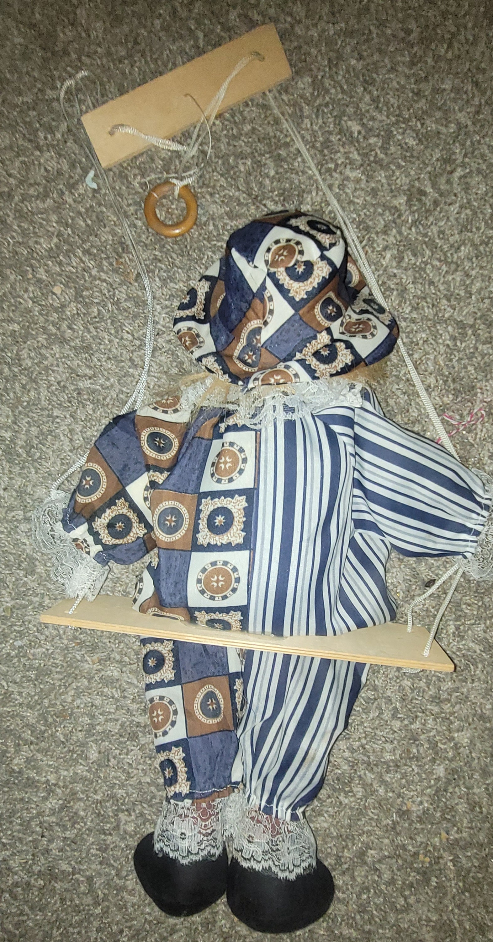 Vintage Porcelain Clown Puppet Marrionette on Swing - Etsy