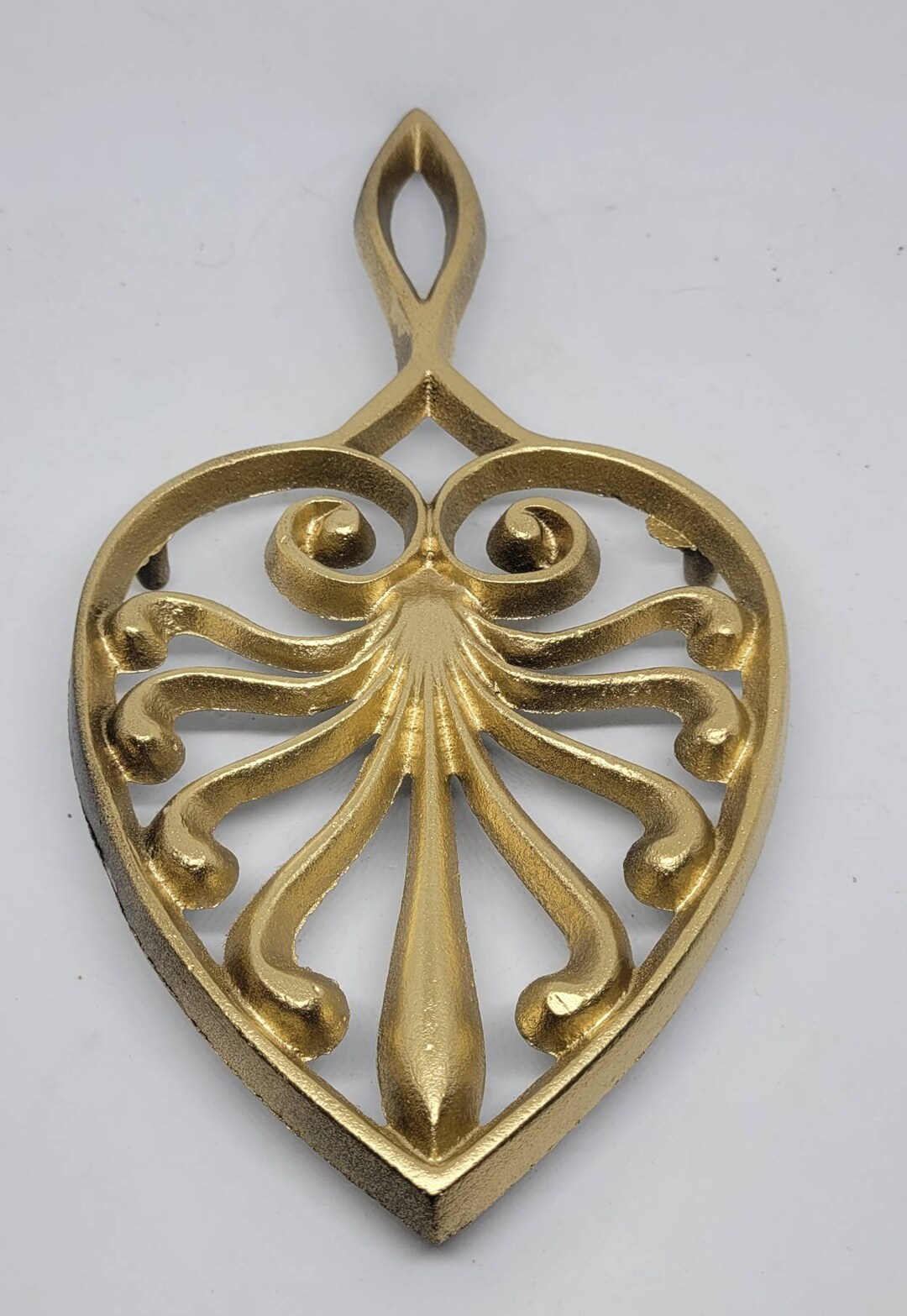 Vintage Gold Cast Metal Iron Kitchen Trivet, Trivets, Trivet, Cookware ...