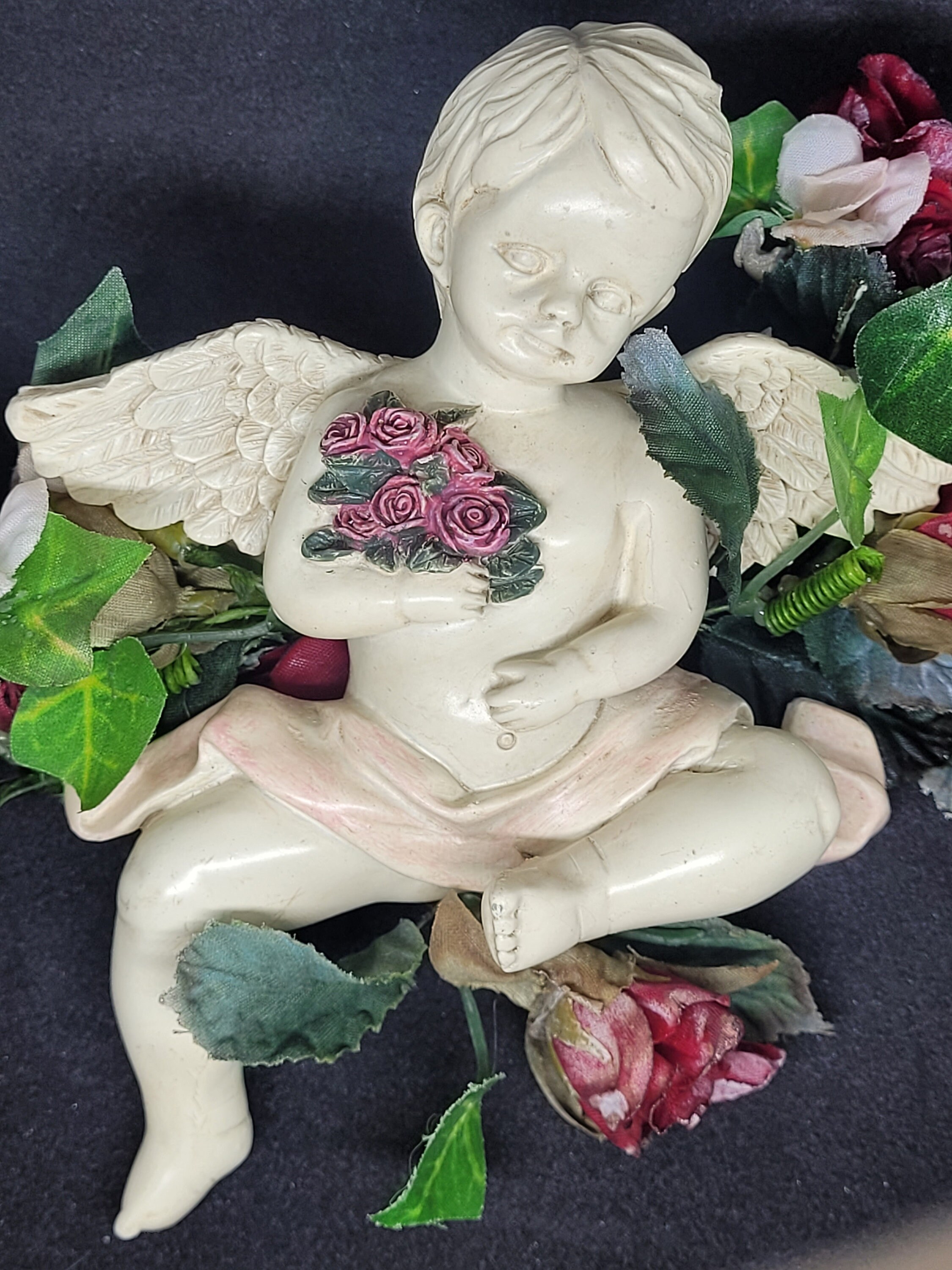 Vintage Set of Cherub Wall Plaques With Floral Greenery. - Etsy