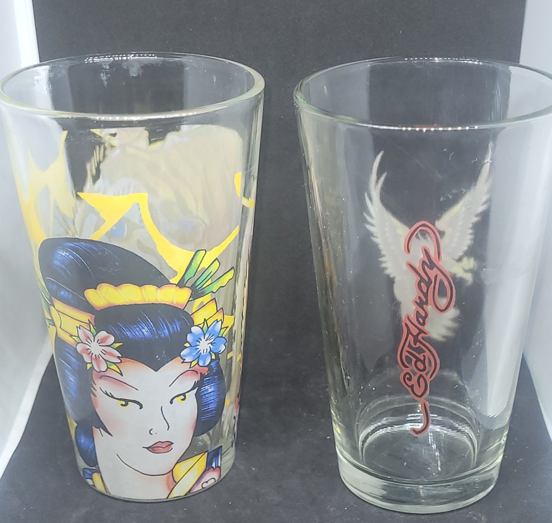 Vintage Ed Hardy 14 Oz Drinking Glasses - Etsy
