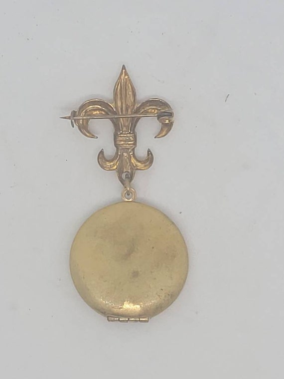 Antique 1930s Fleur-de-lis locket pin brooch, vintage… - Gem