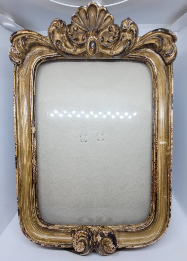 Vintage Gilded Faux Wood Ornate 5x7 Table Top Picture Frame, Frame ...