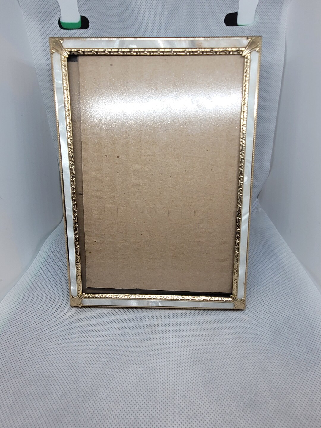 Vintage 5x7 Gold Pearlized White Metal Table Top Picture Frame - Etsy