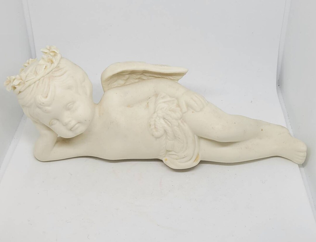 Vintage Porcelain Side Laying Angel Cherub Child, Cherubs, Cherub Angel ...