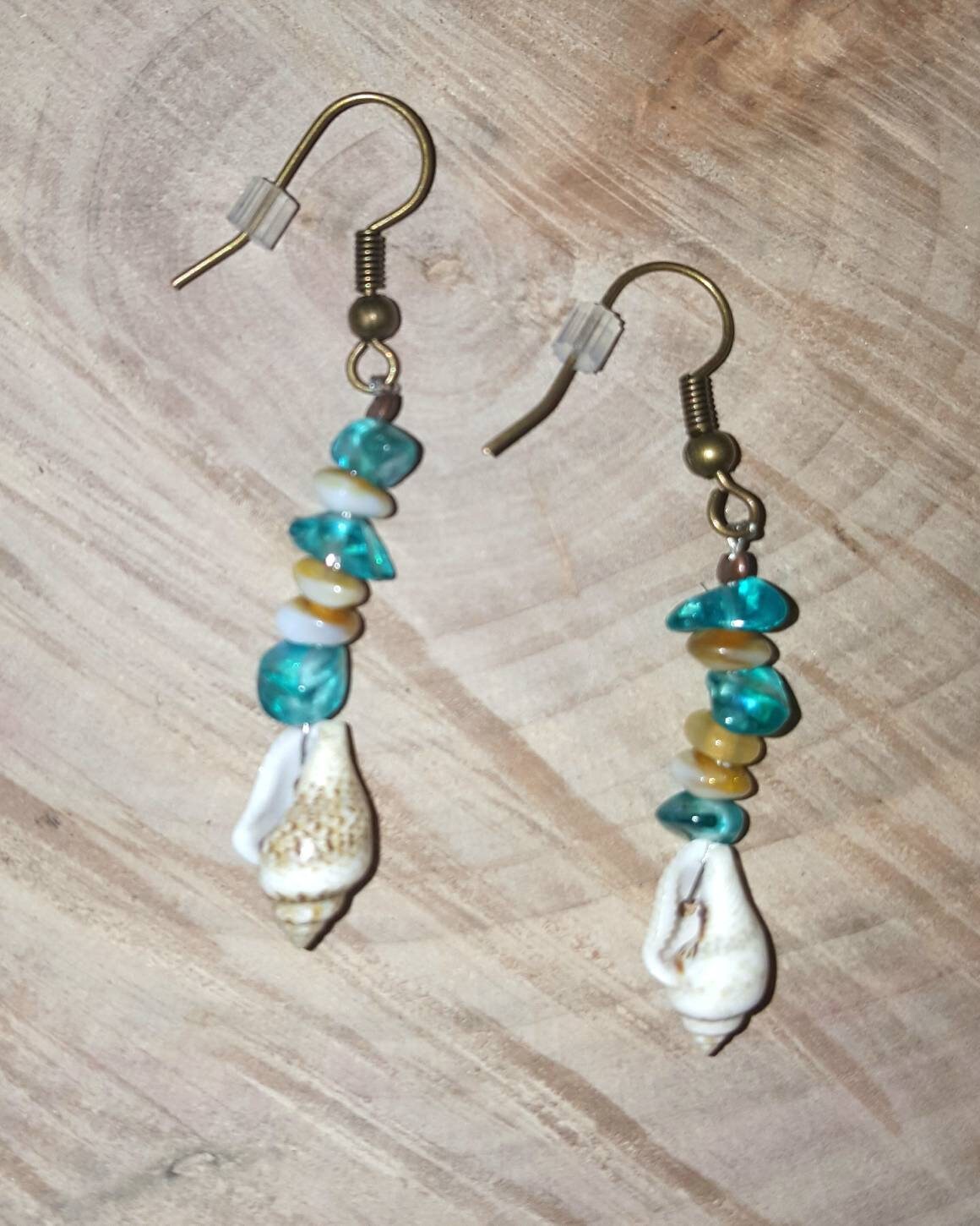 Genuine Mini Conch Shells With Aqua Apatite Gemstone and Cut - Etsy