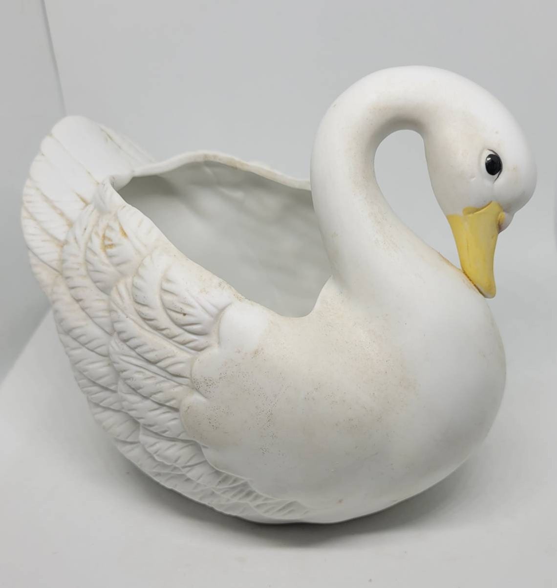 Vintage 1970s Homco 1402 Home Interior Porcelain Swan Planter Figurine ...