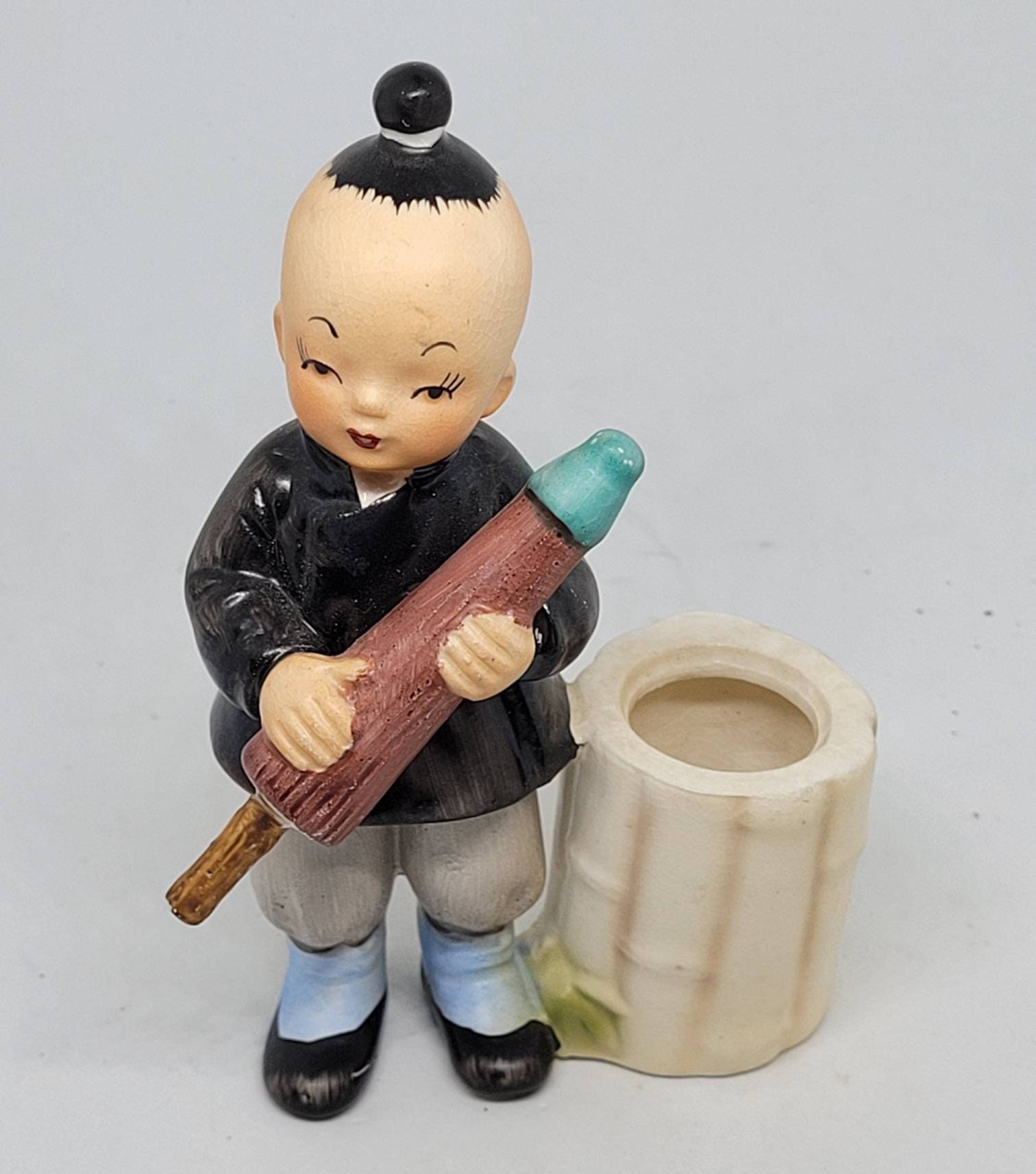 Vintage Co Japan Handpainted Asian Boy Umbrella Toothpick Holder, Rare ...