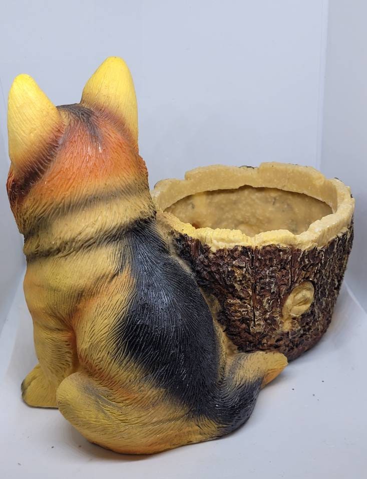 Vintage Resin German Shepherd Mushroom Flower Pot Planter, Planters ...