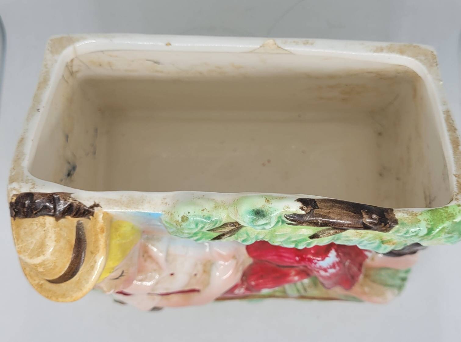 Vintage Inarco Japan Ceramic Mid-century Boy Fishing Flower Pot Planter ...