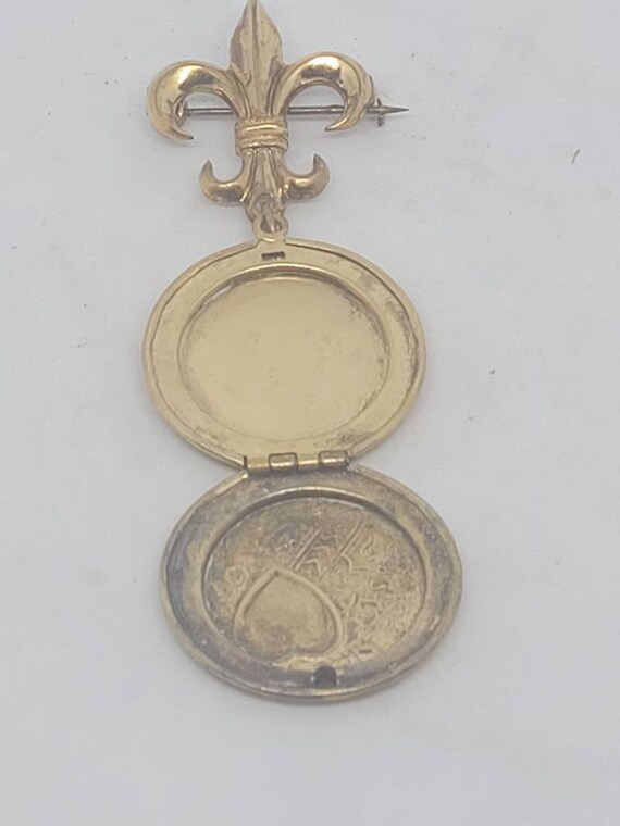 Antique 1930s Fleur-de-lis locket pin brooch, vintage… - Gem