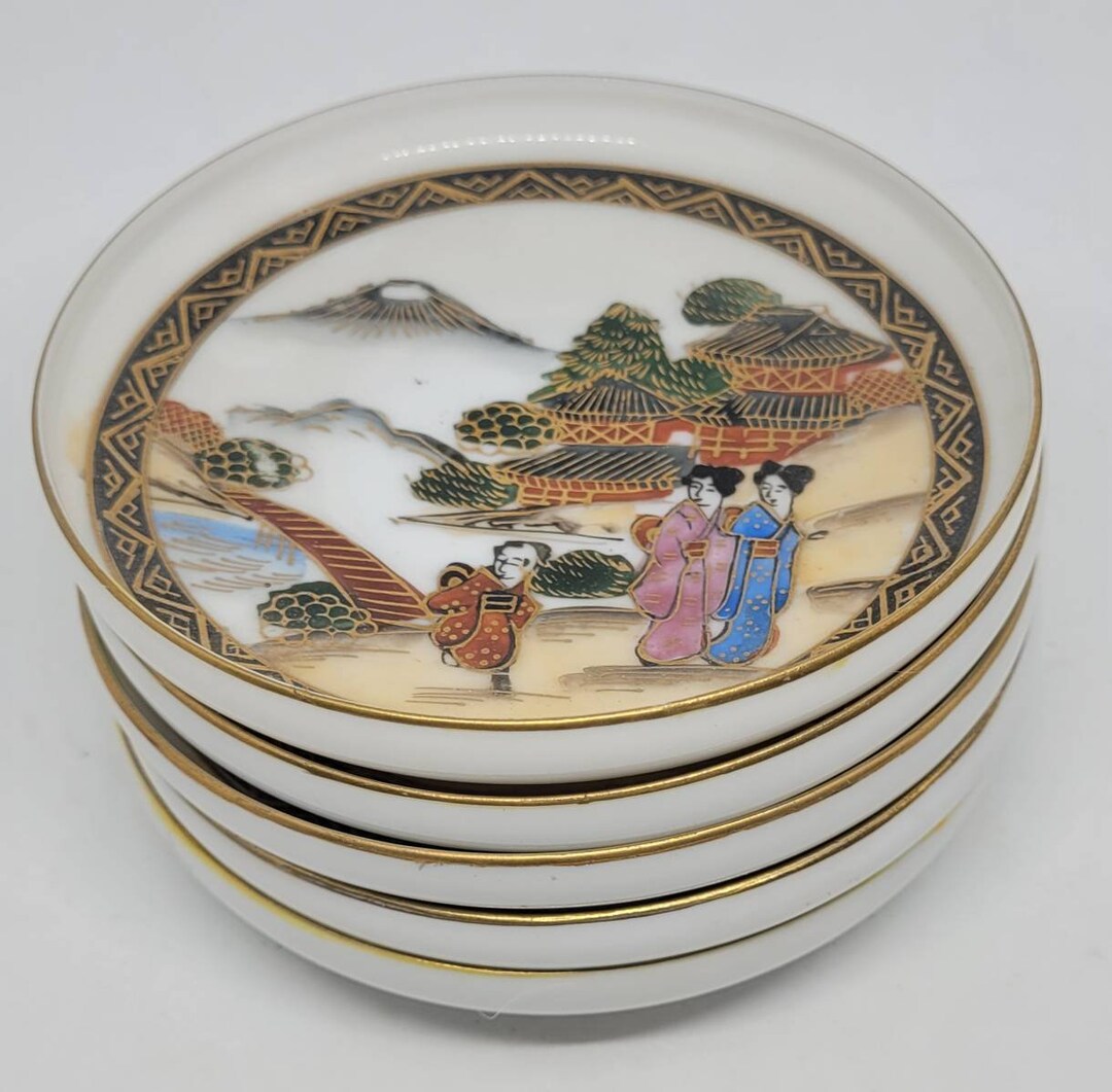 Vintage Japan Porcelain 5 Pc Coaster Set, Coasters, Japan Made ...