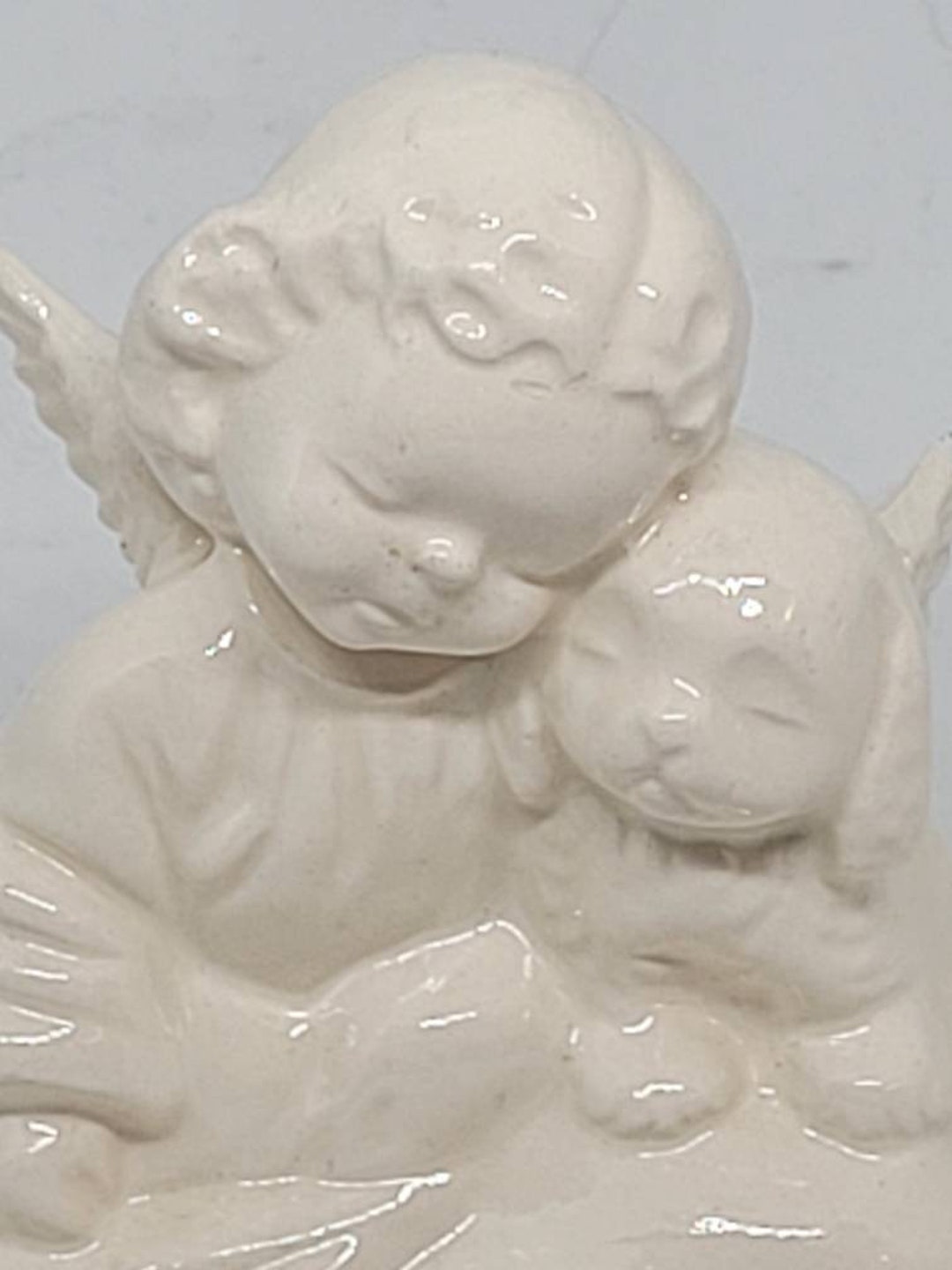 Vintage Porcelain Cherub Angel Child and Dog Figurine, Cherubs, Cherub ...
