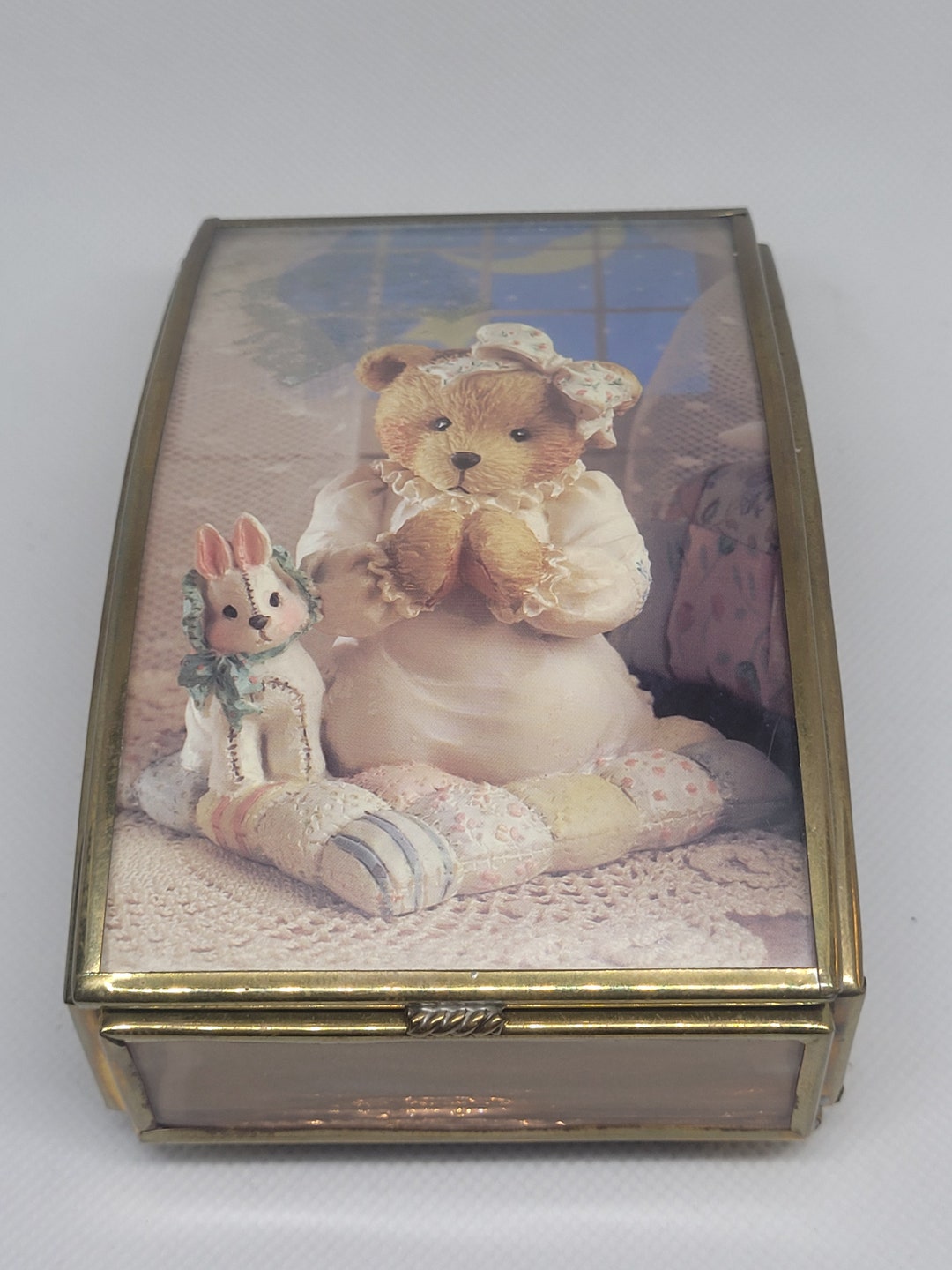 Vintage Musical Brass Teddy Bear Jewelry Box - Etsy