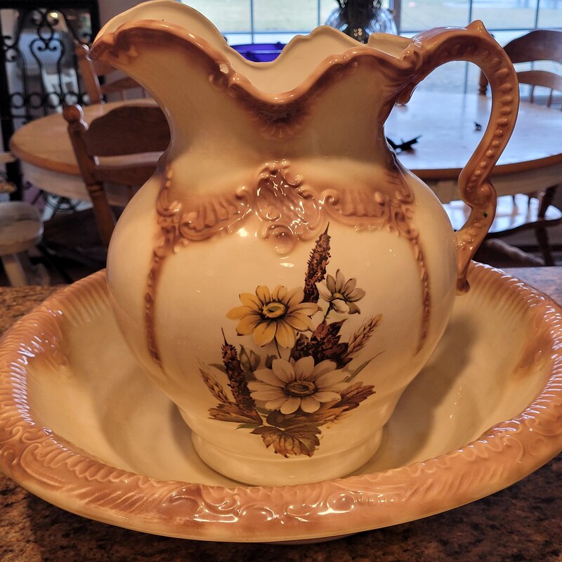 Antique Wash Basin and Pitcher - Etsy