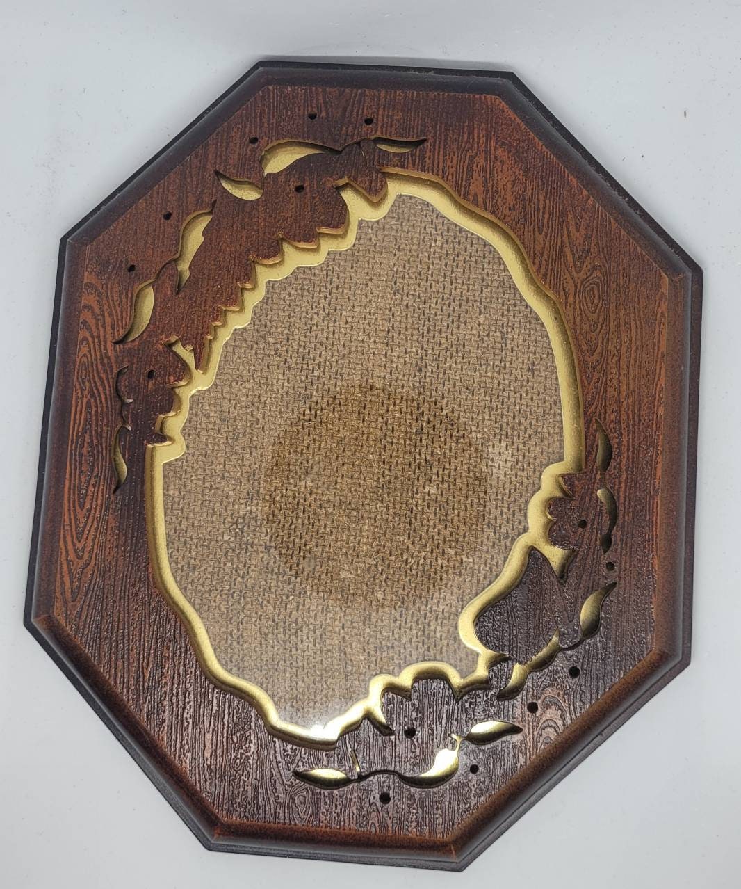 Vintage Faux Wood Ornate Cut Out Octagon Mid Century Frame, Picture ...
