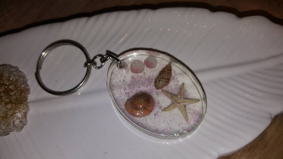 Keychain 2in. Oval With Seashells - Etsy