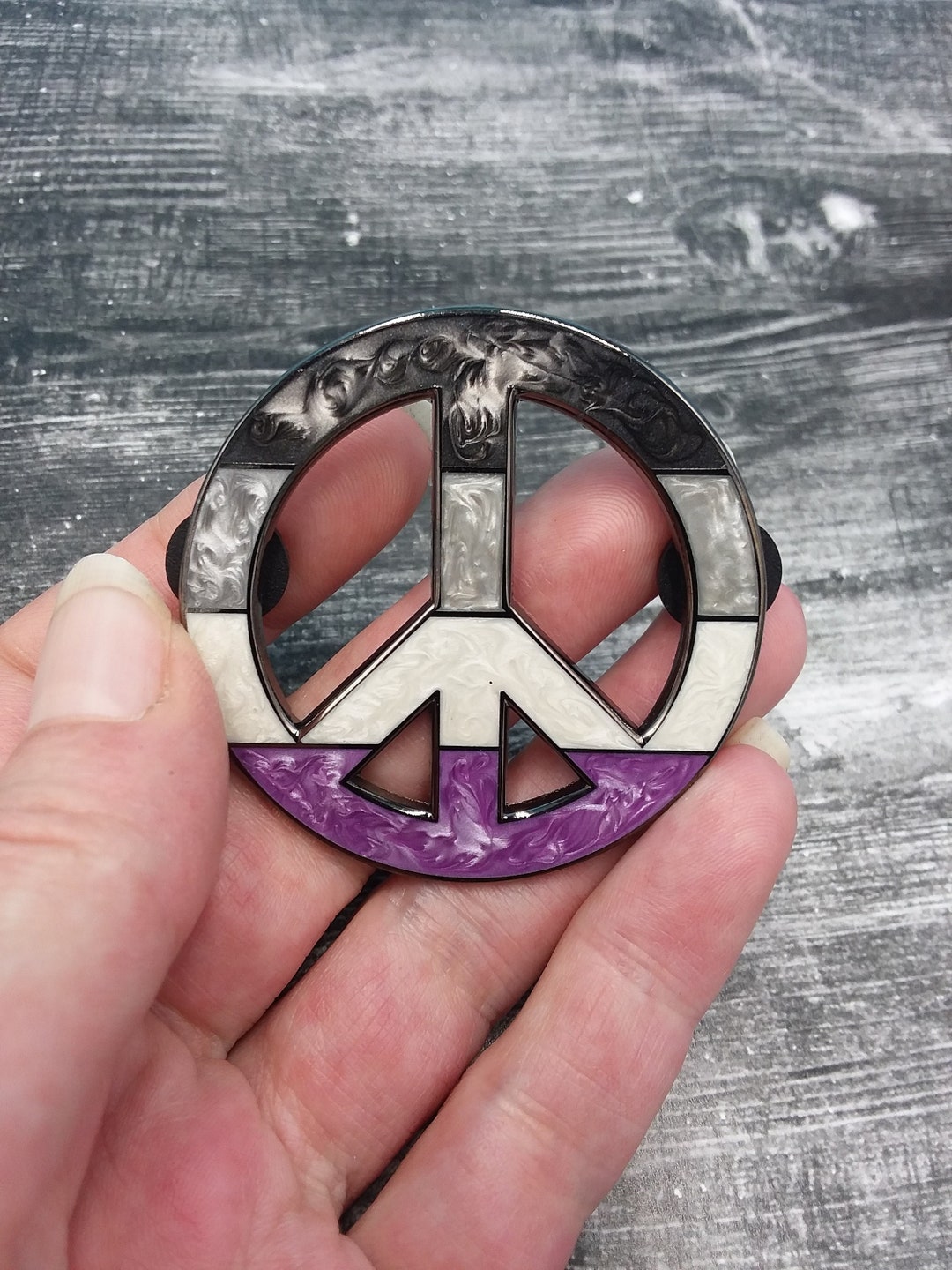 3" Peace Sign Hard Enamel Pin - Asexual Flag - Etsy